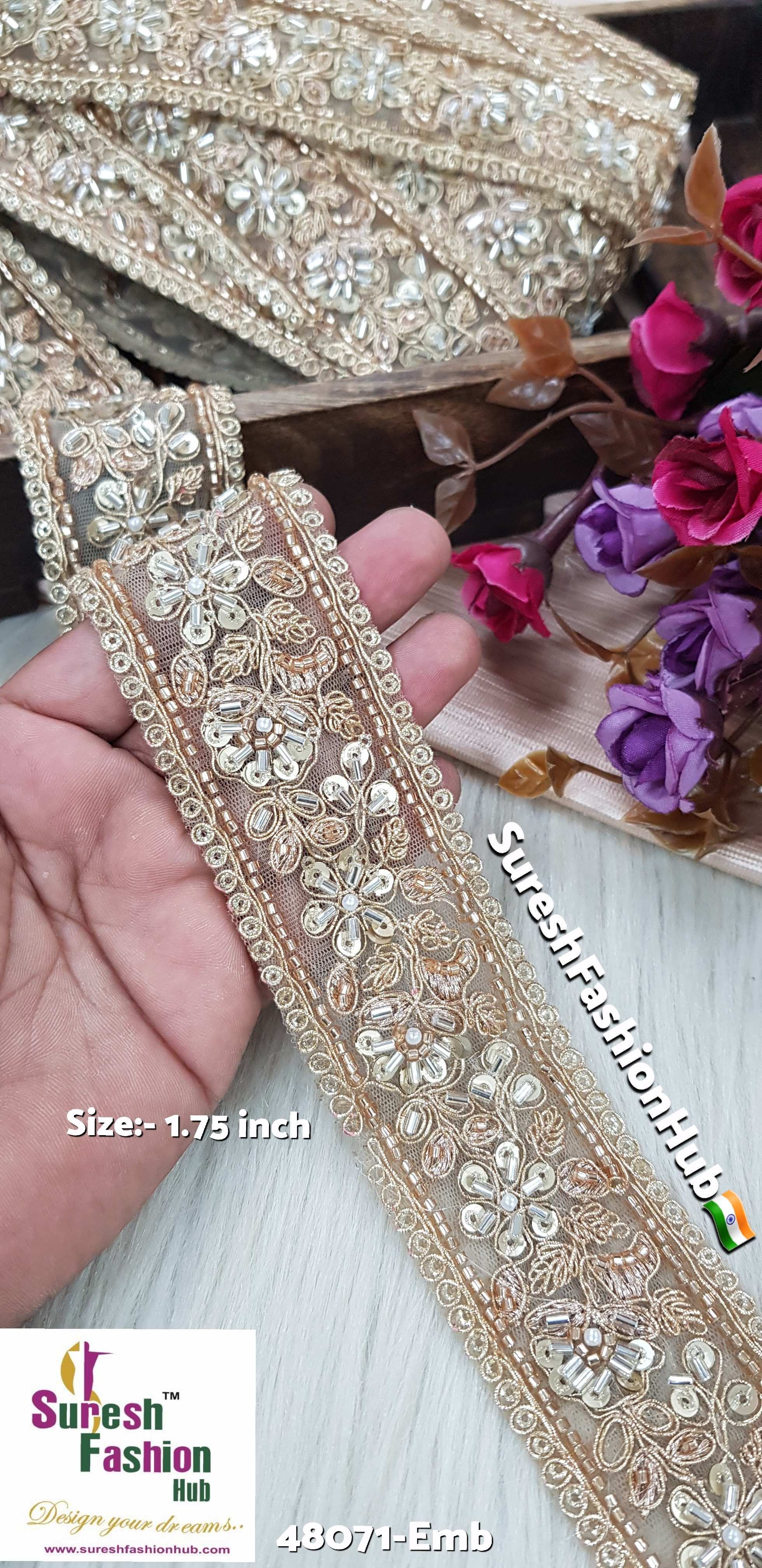 Rose Gold Zari Dori Embroidery Border Lace