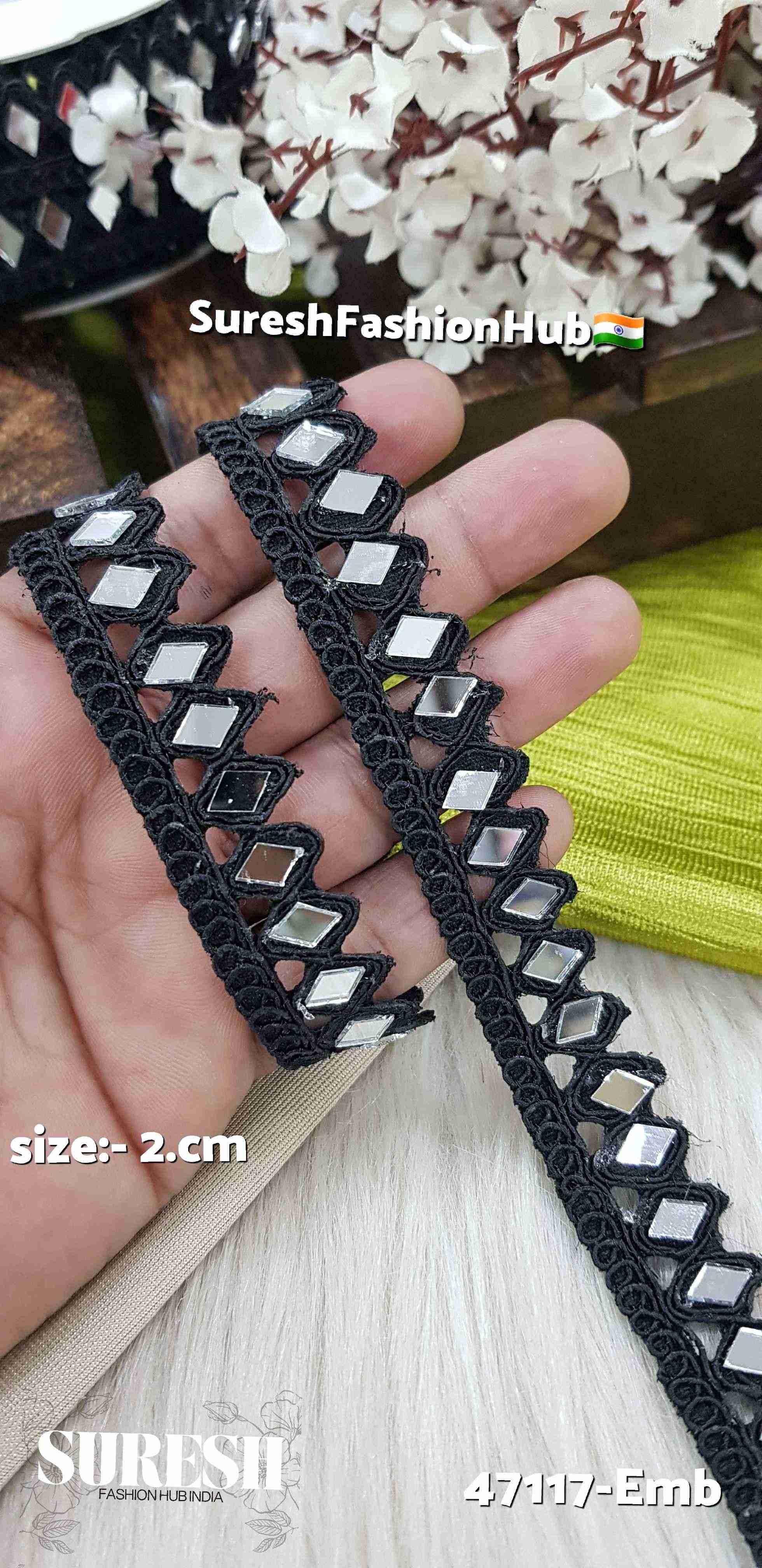 Diamond Gleam Black Mirror Lace | Suresh Fashion Hub India