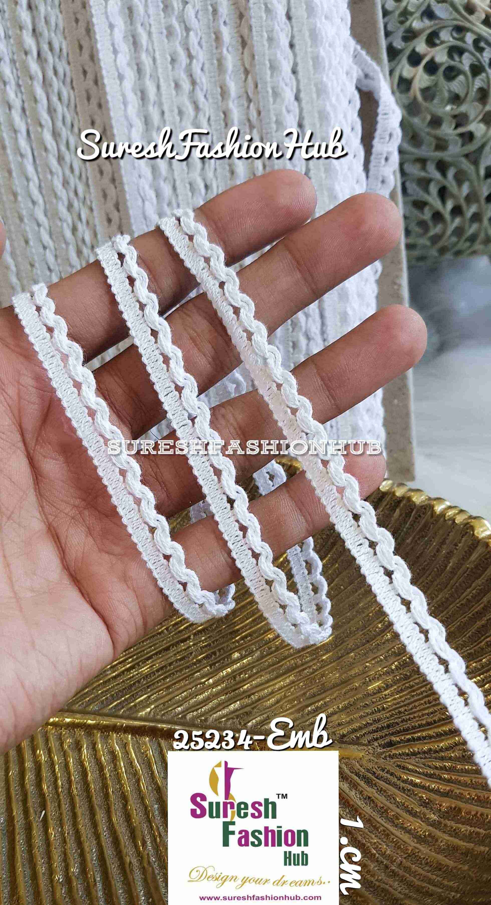 Small Wavy Design White Crotchet Trim