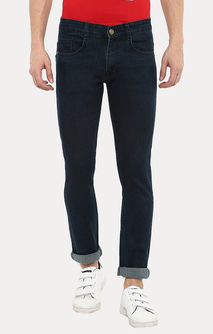 Blue Solid Straight Jeans