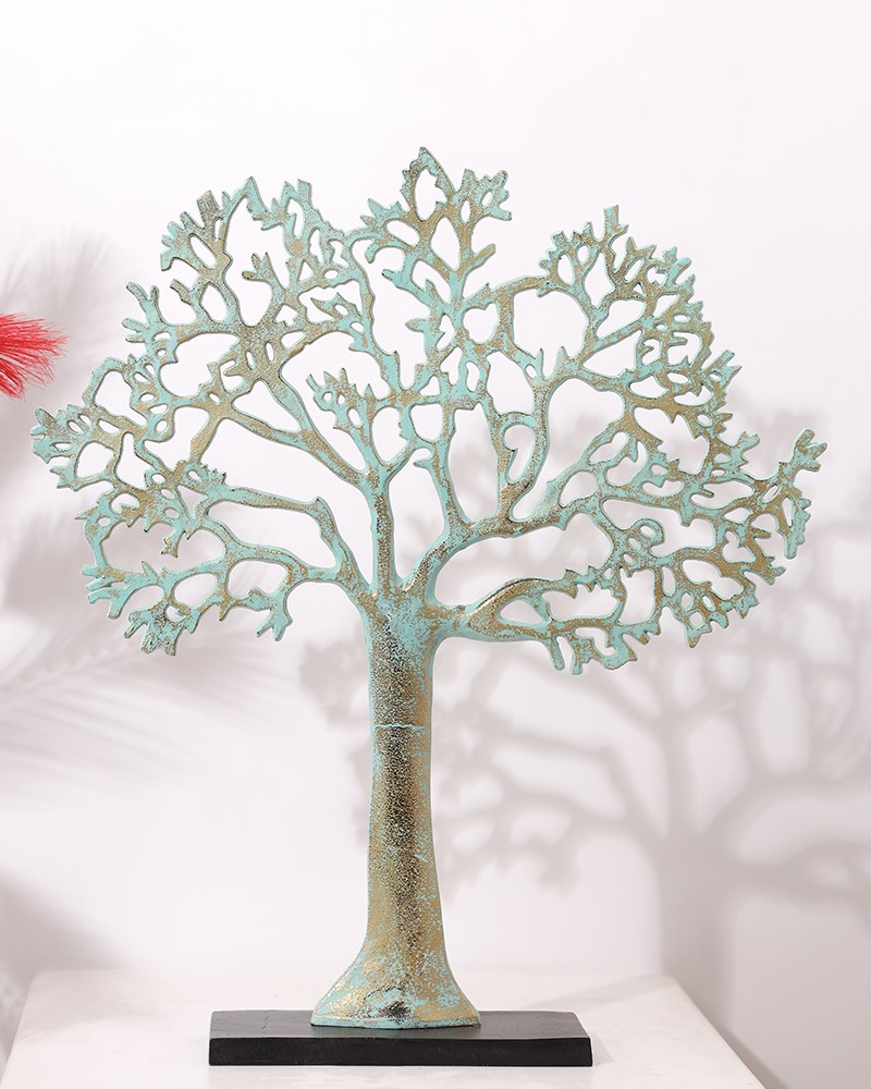 Order Happiness Sea Green Metal Tree Table Top Decorative Showpiece For ...