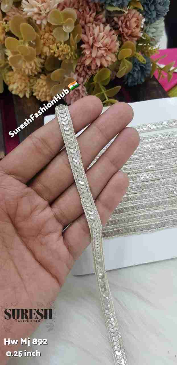 Water Gold Handmade Metal Sequin Border Lace – Mj-892 | Suresh Fashion ...