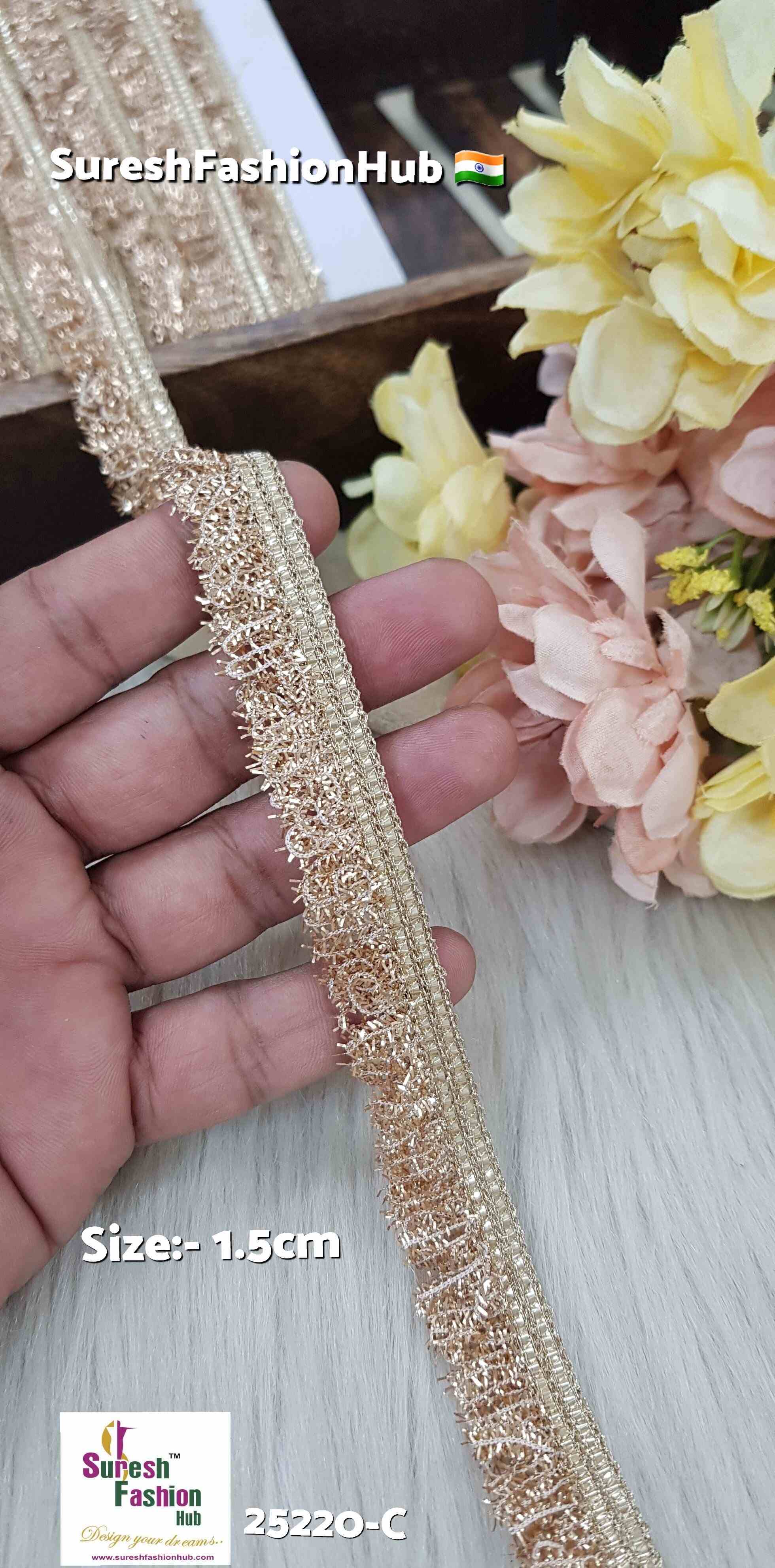 25220-C Pearl & Rose Feather-Look Jhalar Lace by Suresh Fashion Hub India - Buy Online