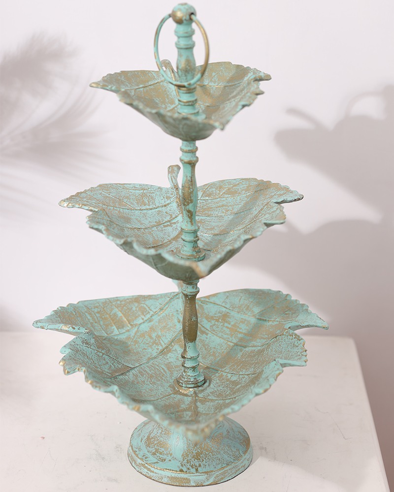 Order Happiness Decorative Three Tier Snack Platter Leaf Shape With ...