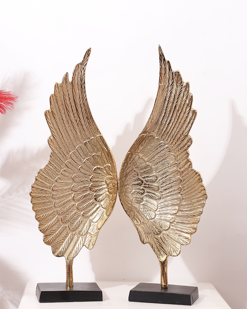Order Happiness Metal Gold Color Angel Wings Table Top Showpiece (Pack ...