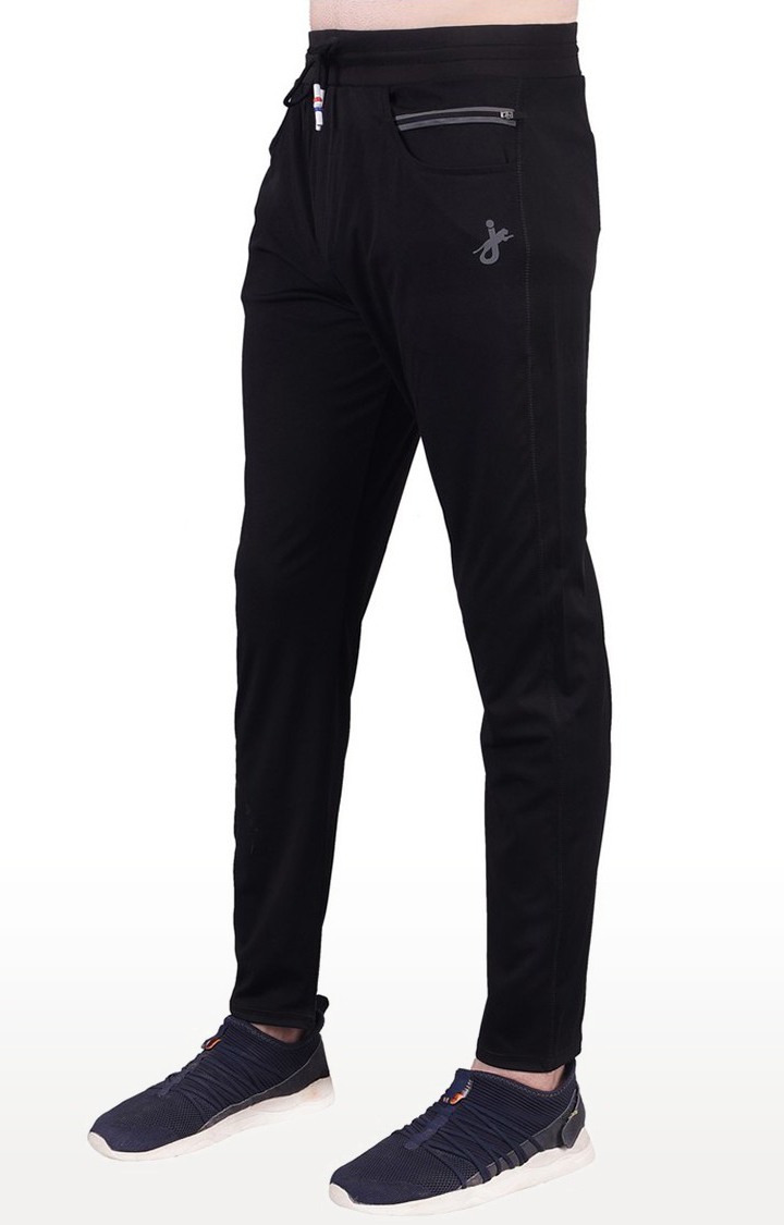 Black Polyester Solid Track pant