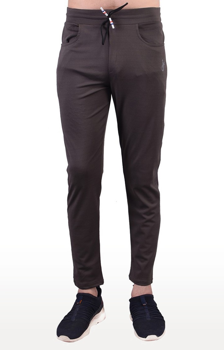 Grey Polyester Solid Track pant