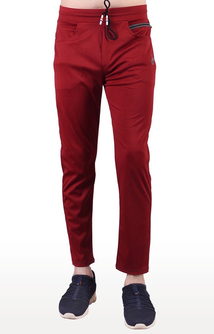 Red Polyester Solid Track pant