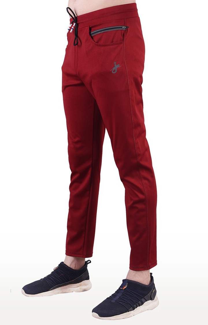 Red Polyester Solid Track pant