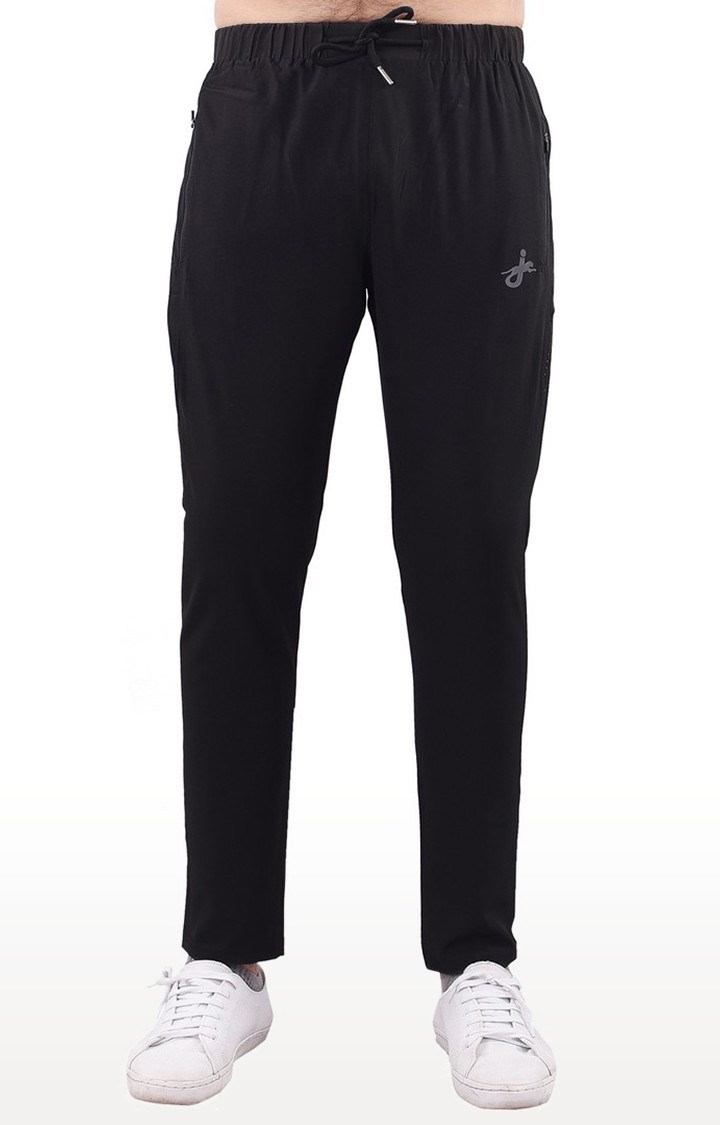 Black Polyester Solid Track pant