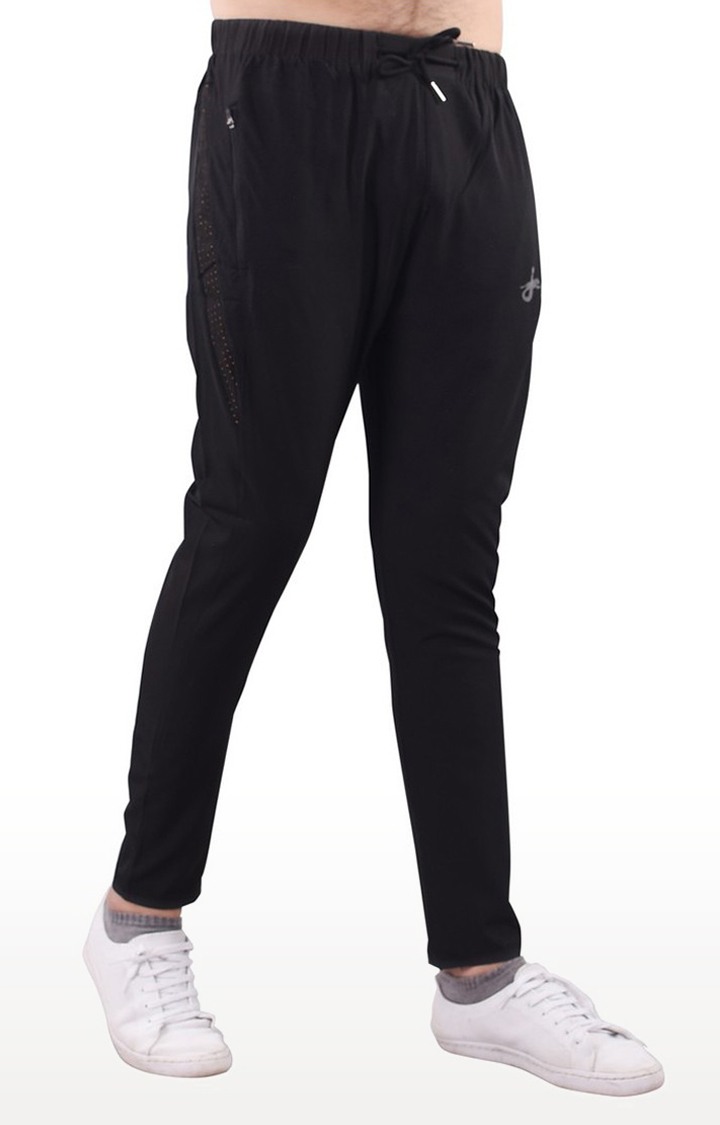 Black Polyester Solid Track pant
