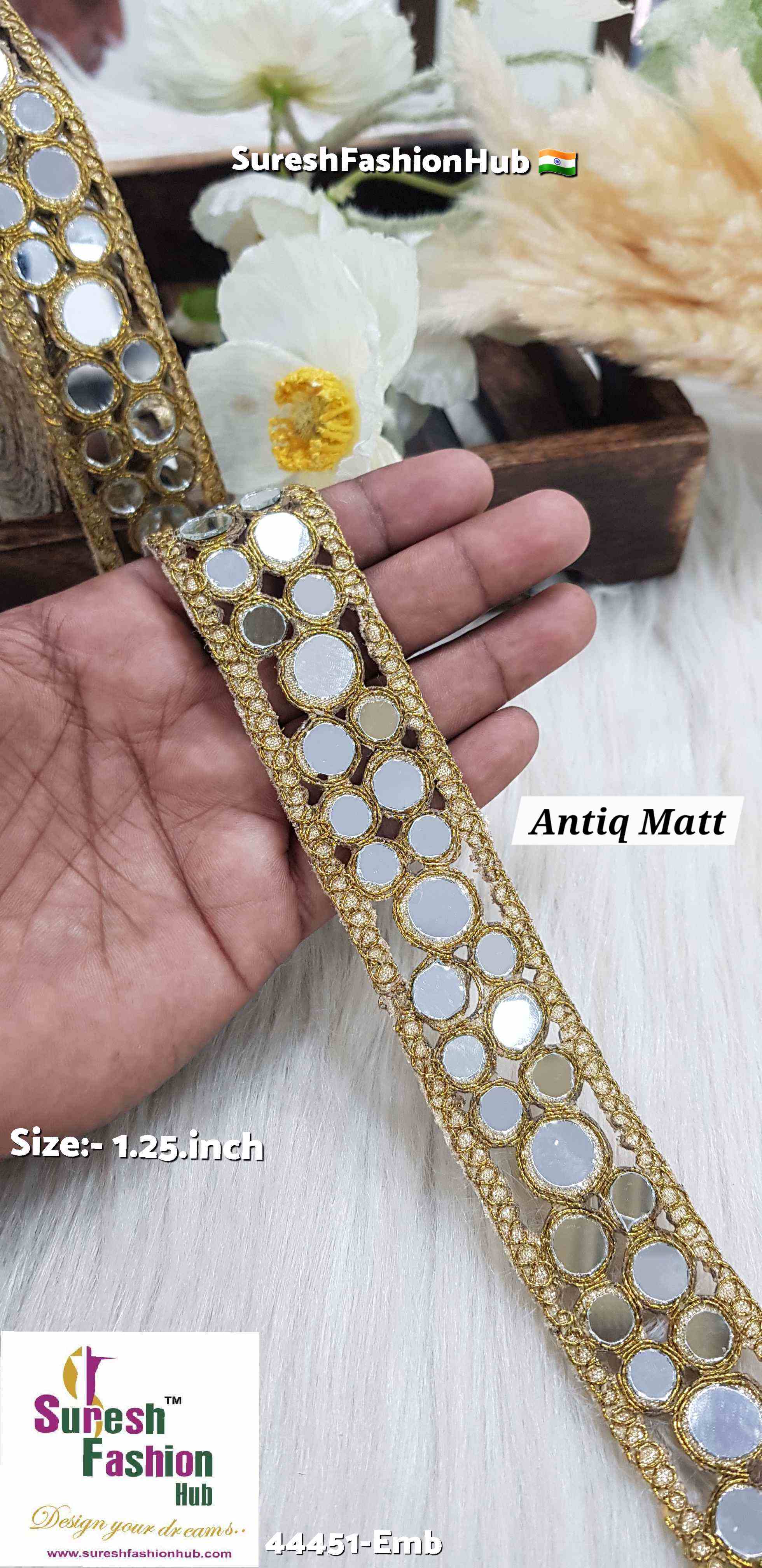 Antique Matt Mirror Cutwork Border | Designer Lace | Suresh Fashion Hub ...