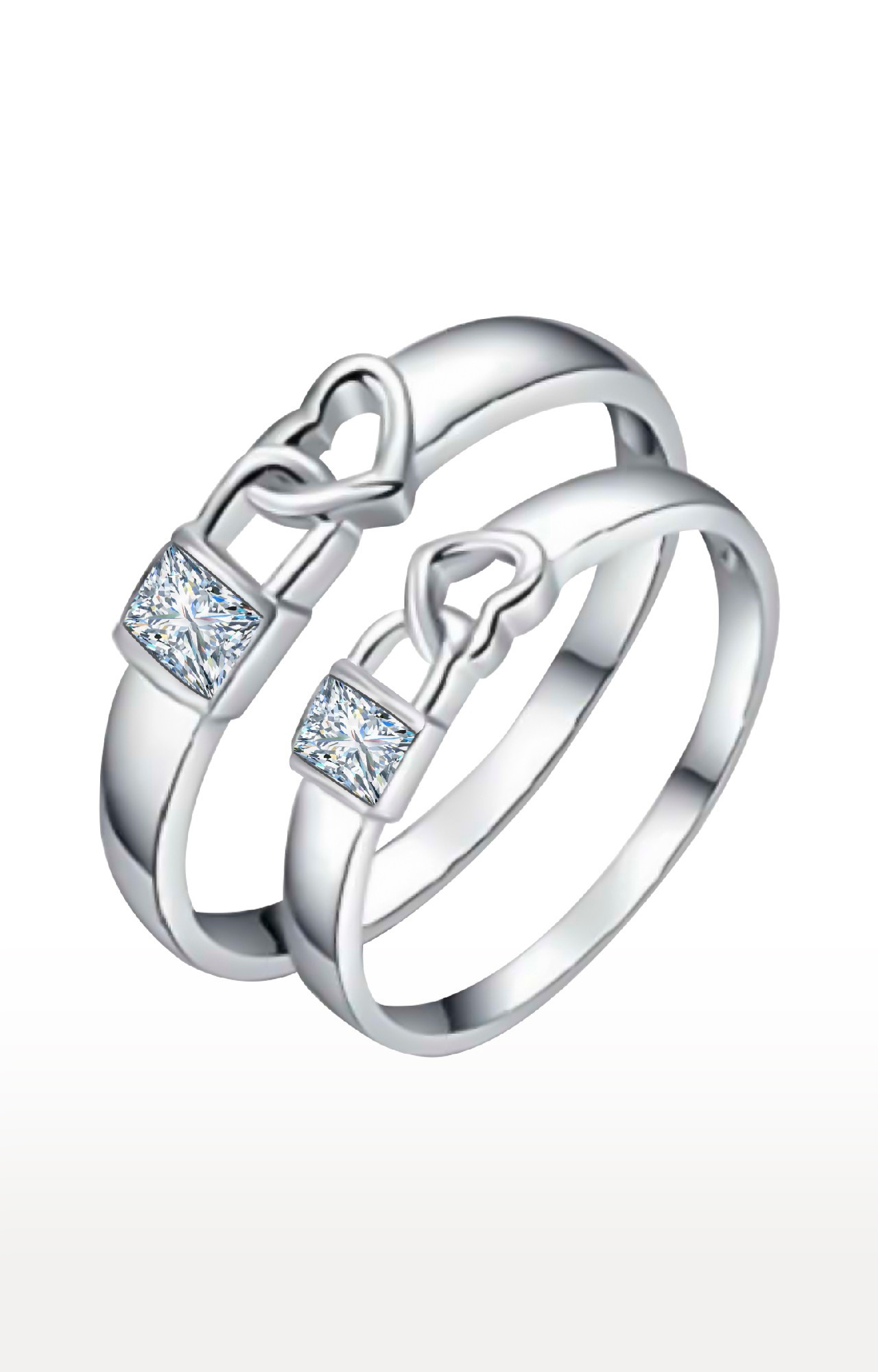 Adjustable Couple Rings Set for lovers Silver Plated Solitaire for Men and Women-2 pieces