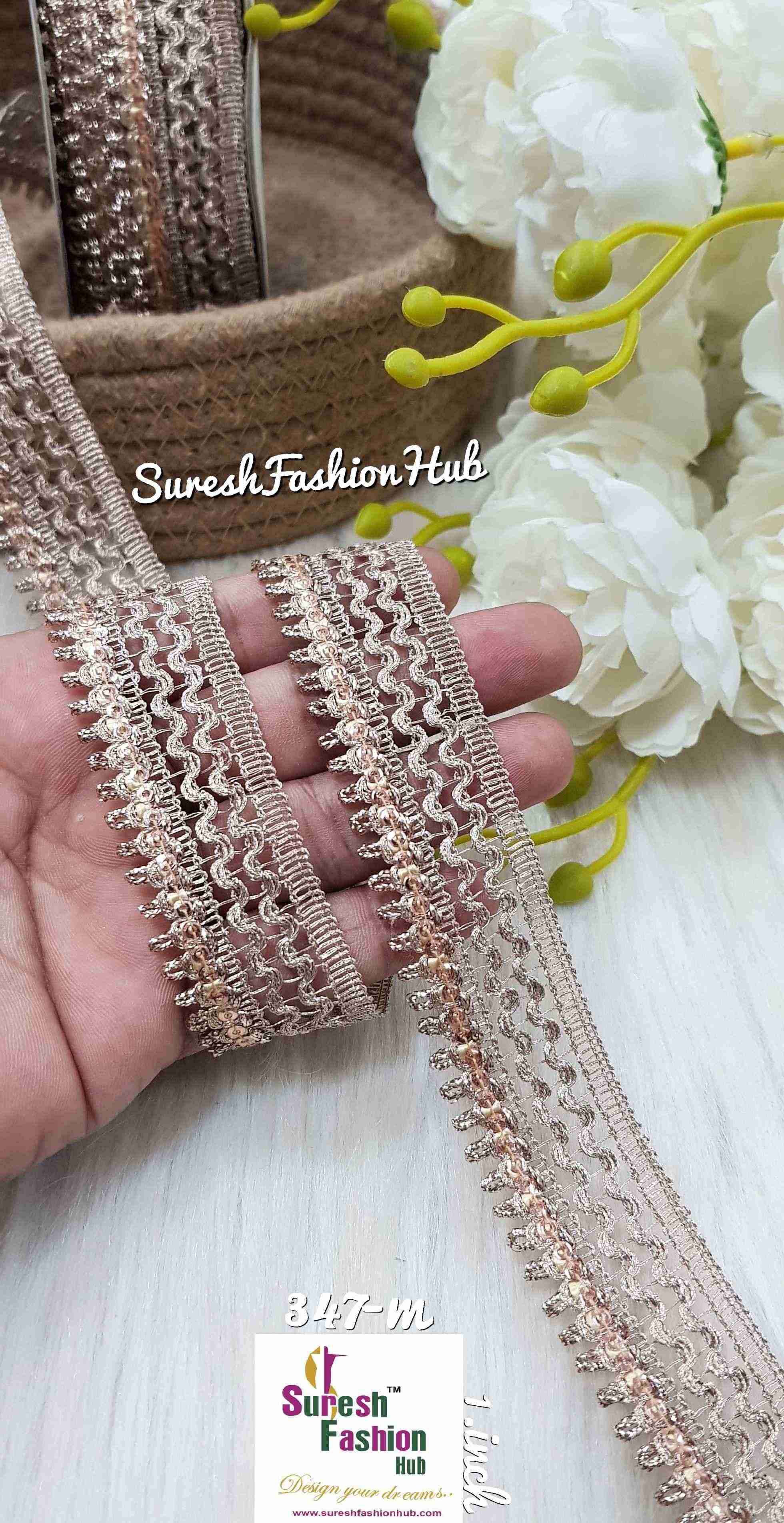 Rose Golden Zari Whispers designer Trim