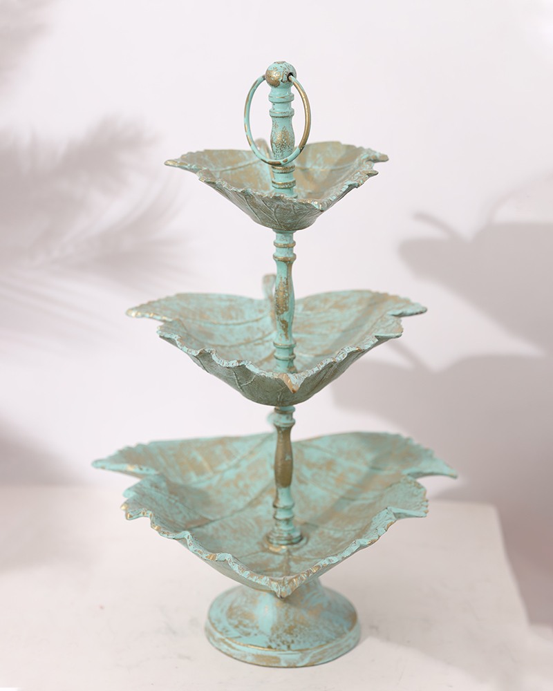 Order Happiness Decorative Three Tier Snack Platter Leaf Shape With ...