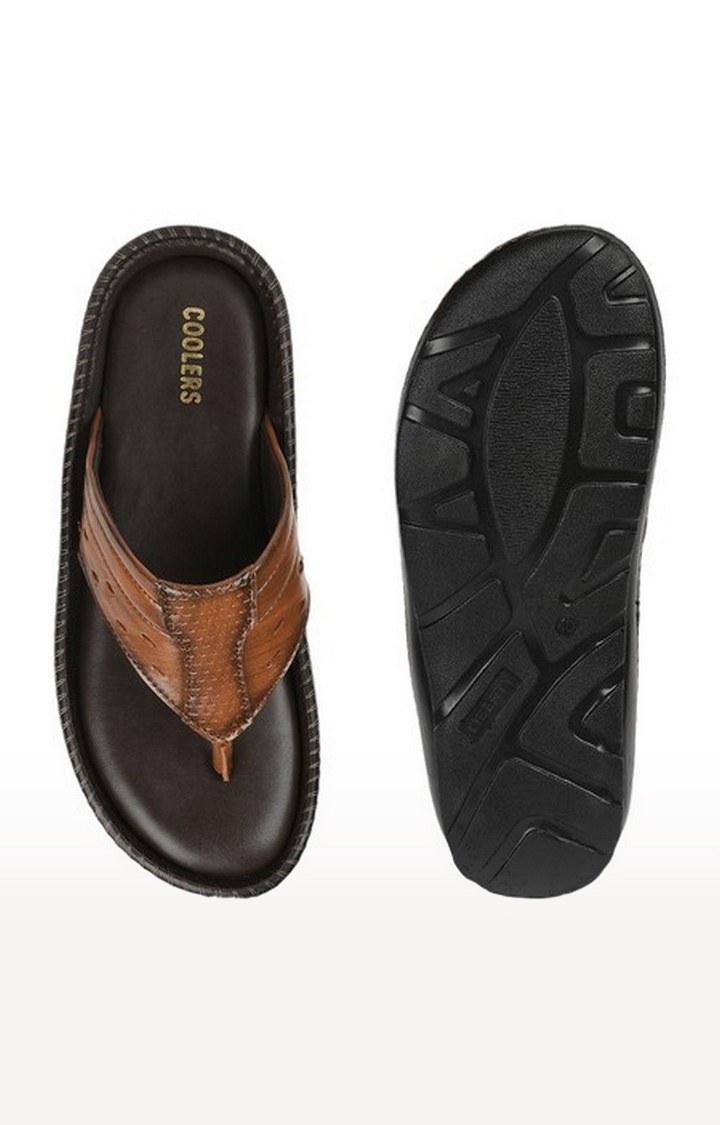 Men's Brown Slip on Split Toe Slippers