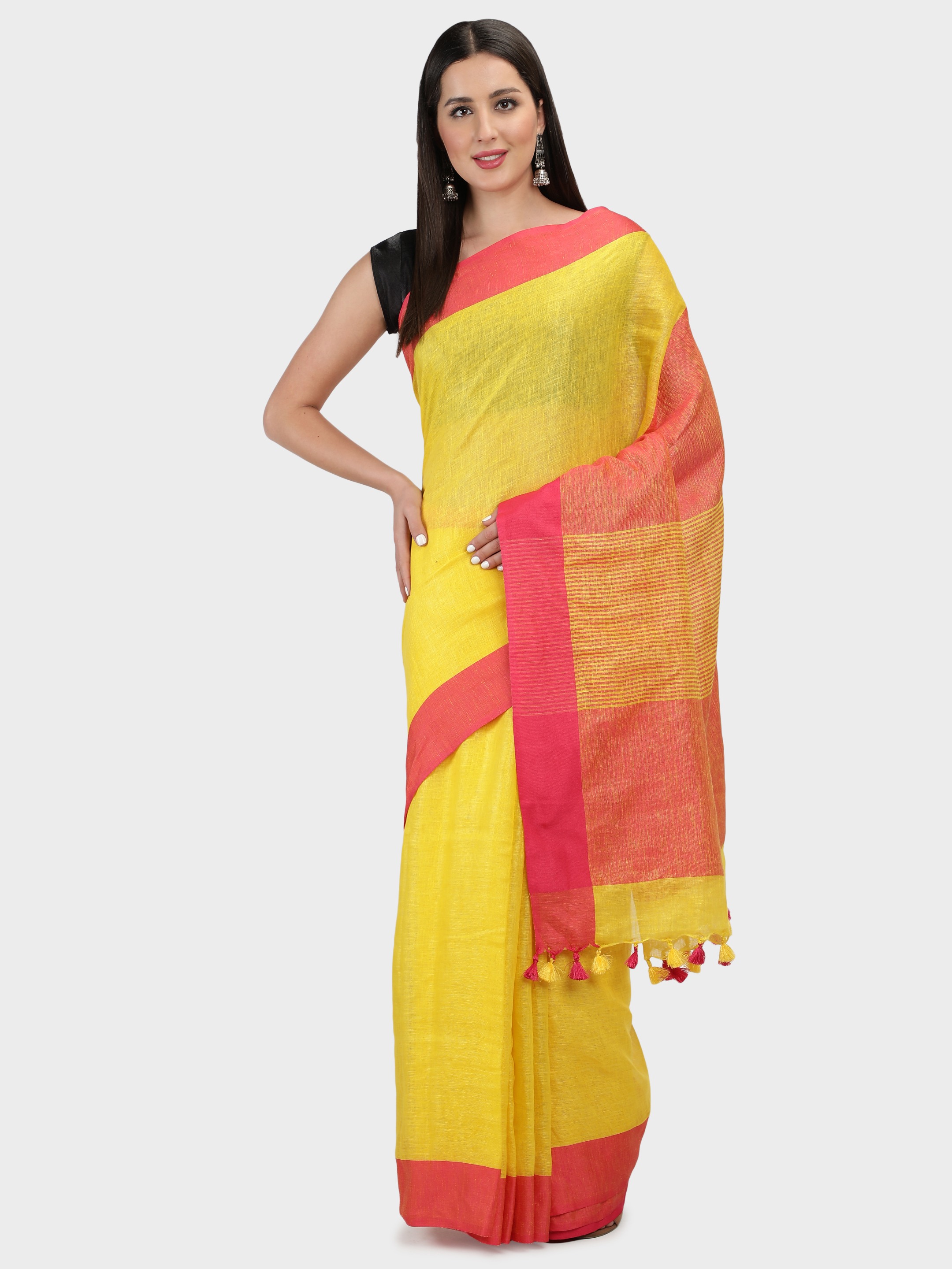 Zari Border Linen Saree