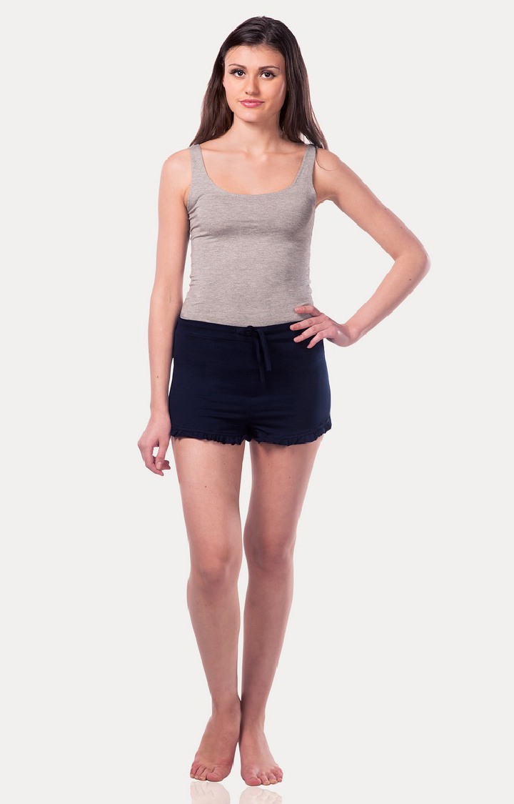 Women's Blue Viscose Sleepwear Shorts