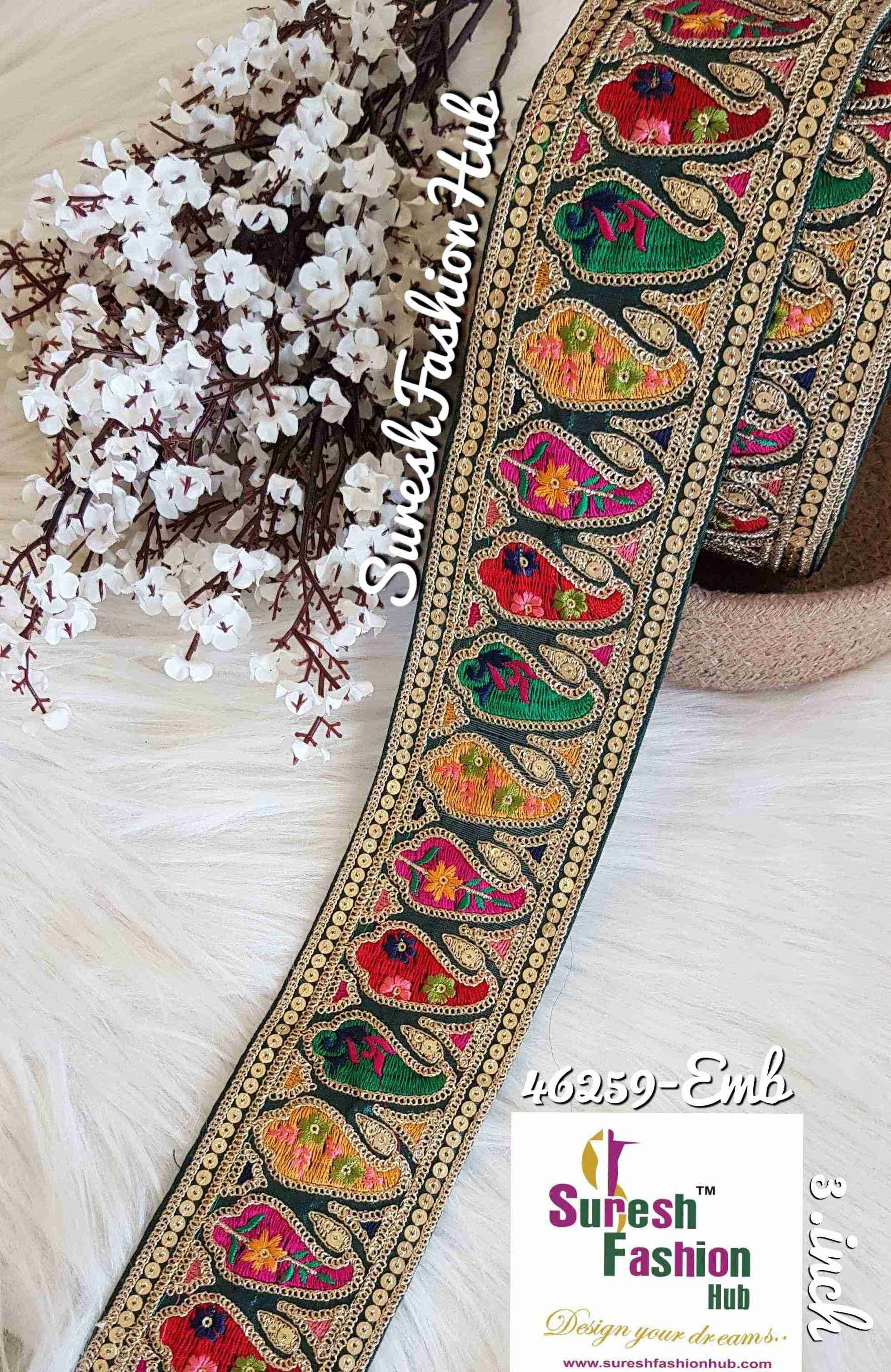 Sabyasachi Inspired Dark Green Base Designer Trim