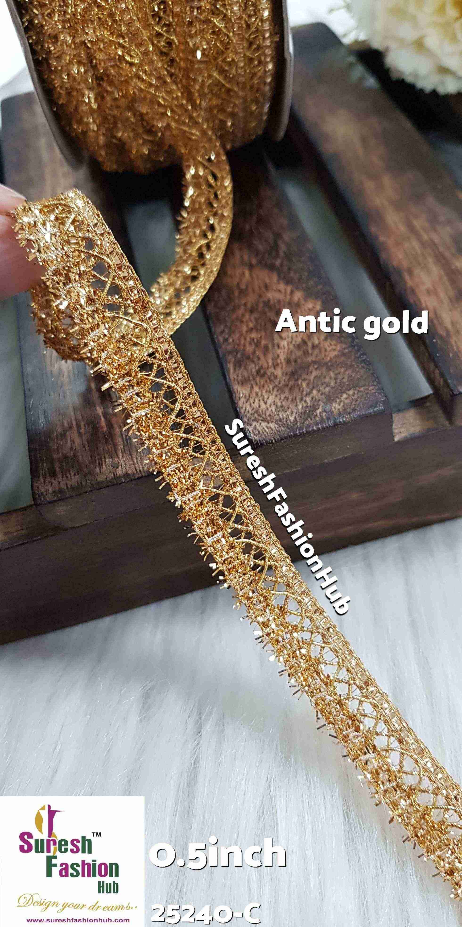 Antique Gold Jhalar Machine Lace