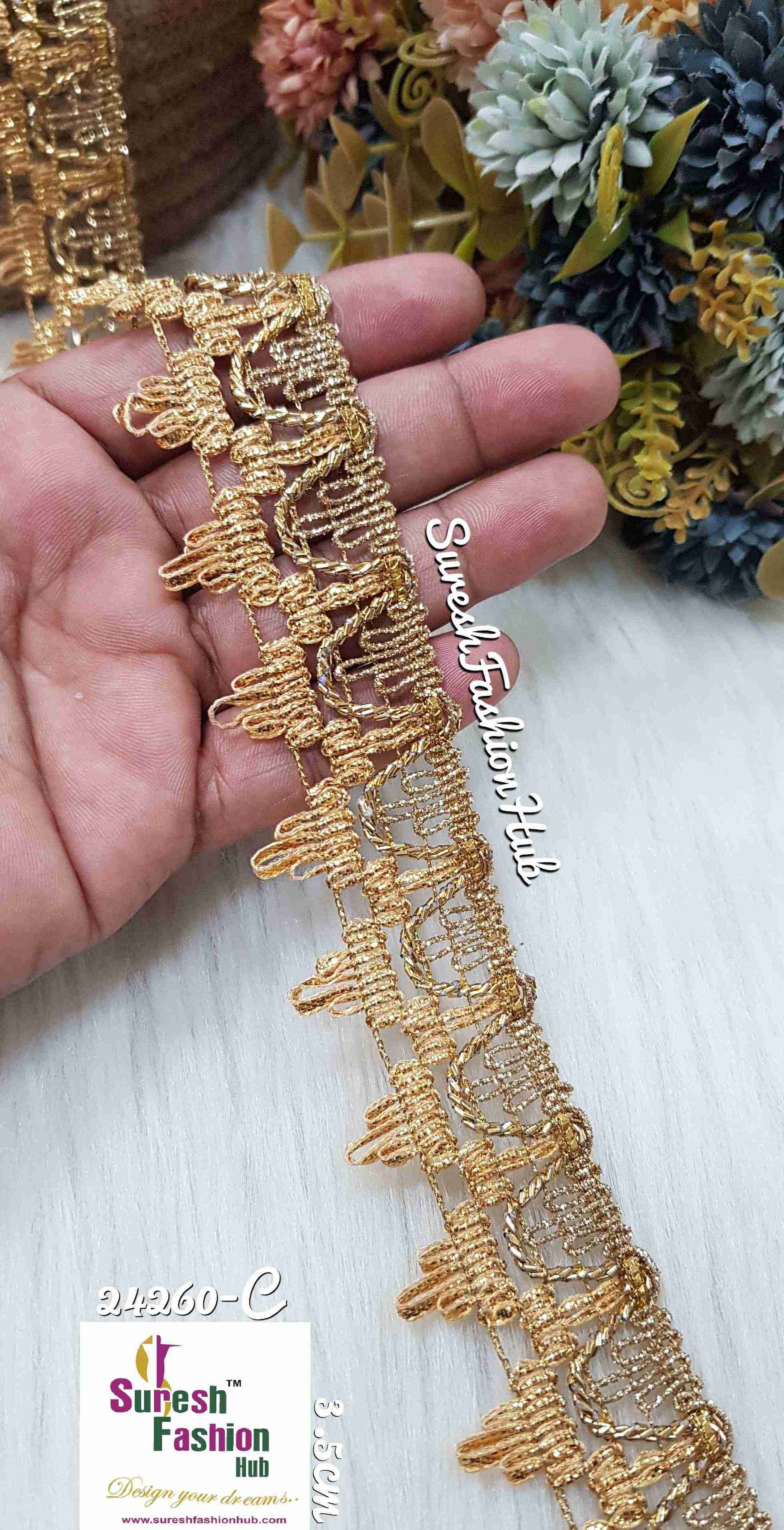 Buy Royal Antique Gold Zari Edging - Suresh Fashion Hub India. | Laces ...