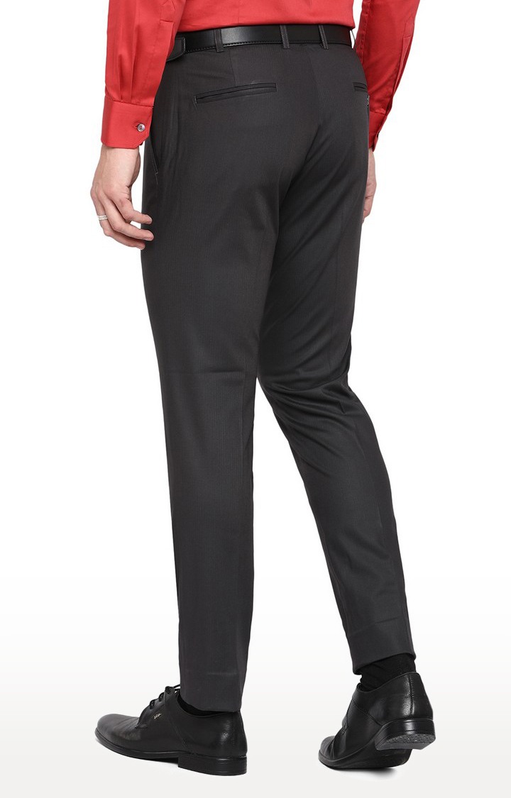 YT44/2,DARK GREY SELF Men's Grey Wool Solid Formal Trousers