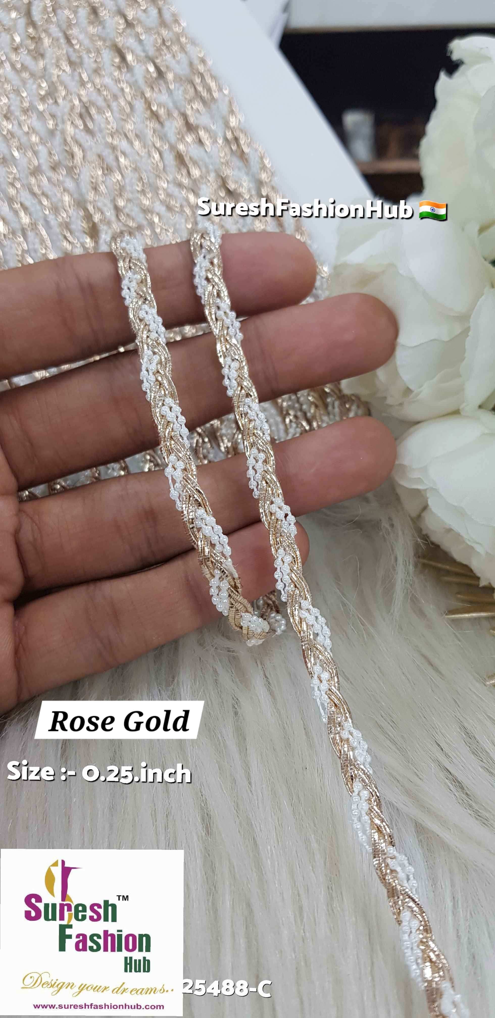 Rose Gold Jhalar Lace - Elegant Designer Lace for Fashion Accessories