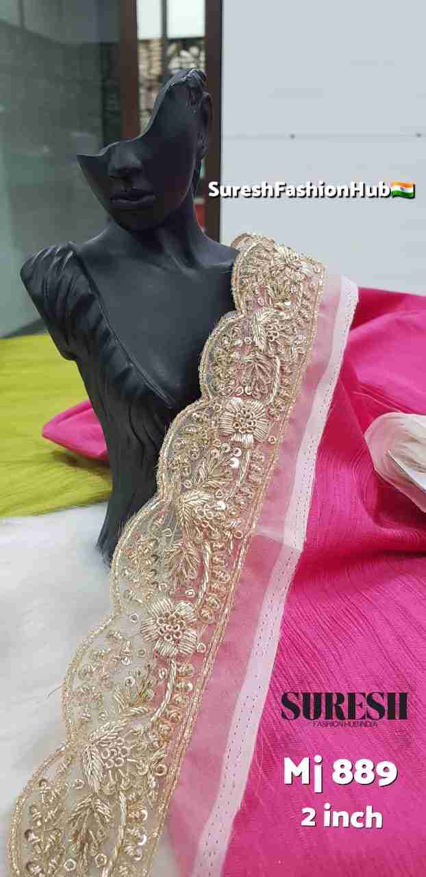 Royal Gold Bloom Handmade Zardosi Border Lace – Mj-889 | Suresh Fashion ...