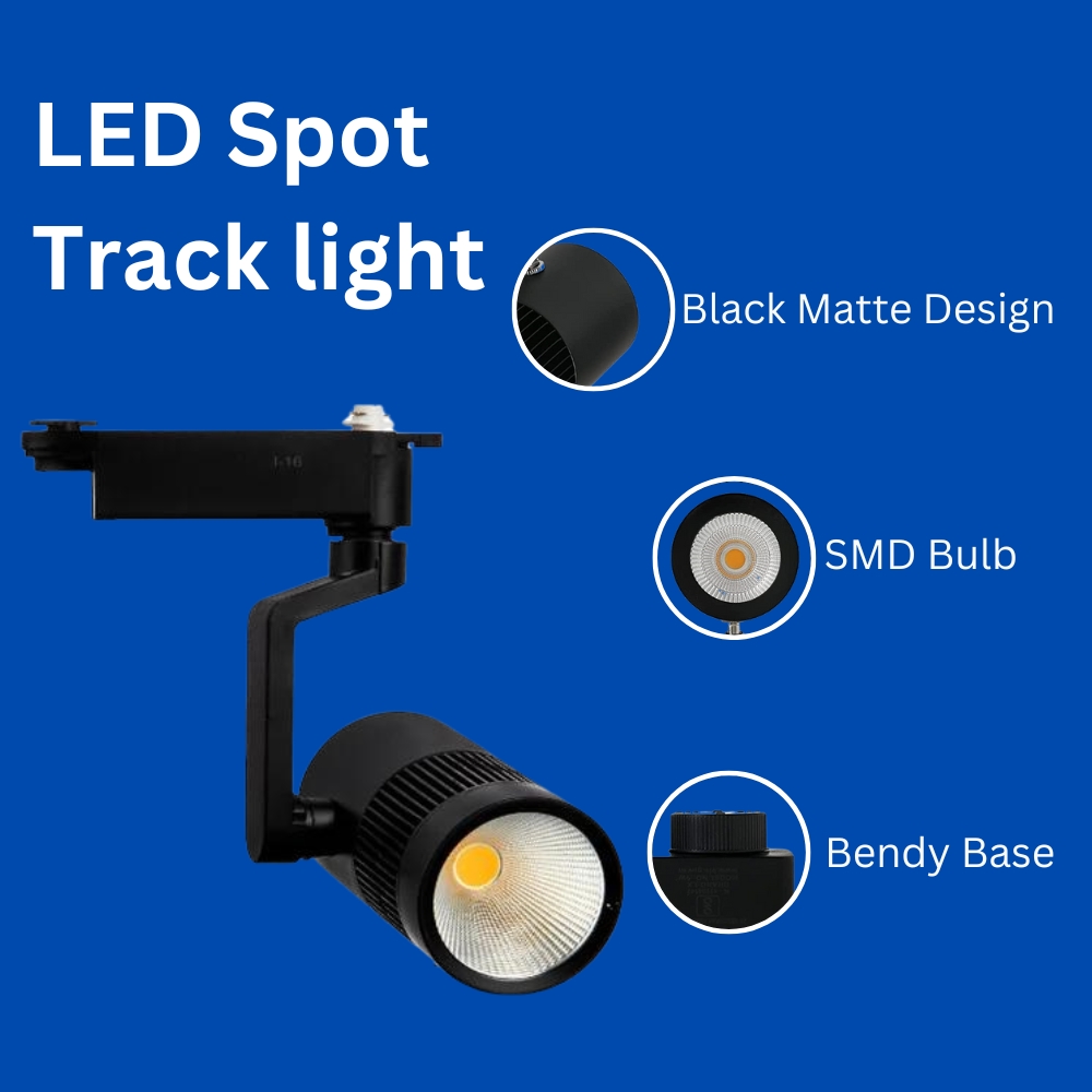 30 Watt LED Warm White Color Black Body Track Light For Focusing Wall ...