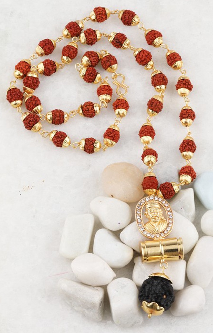 Paola Gold Plated Traditional Rudraksh Mala SAI BABA Pendant Mala for ...