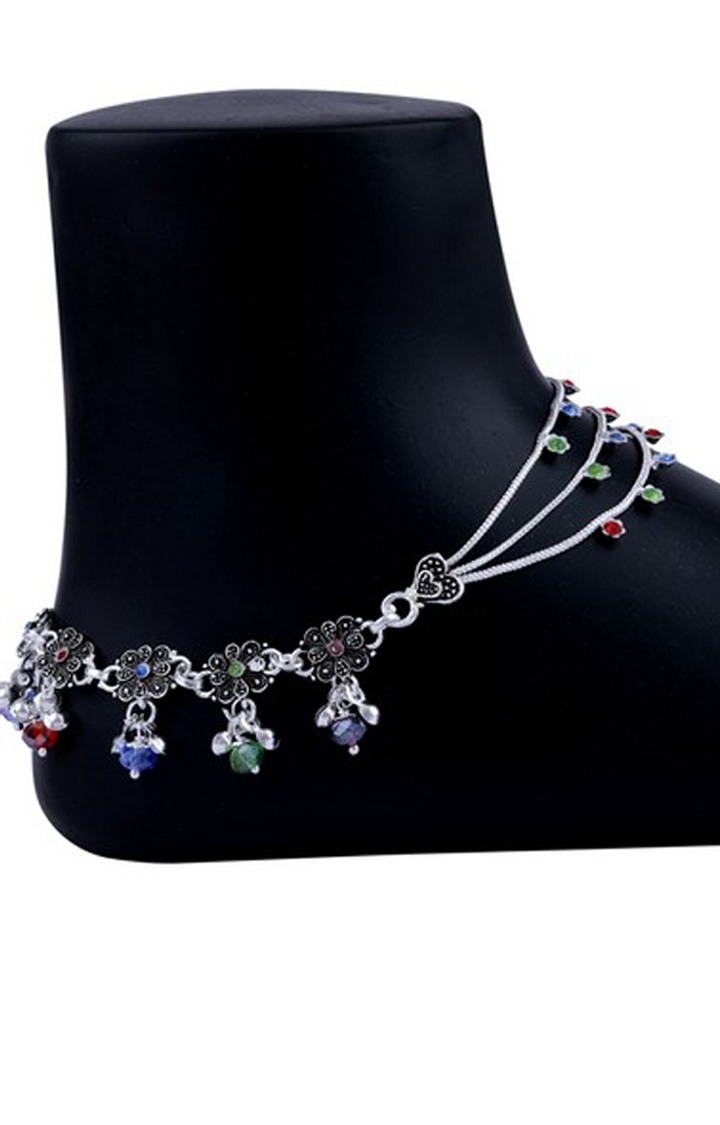 Paola Silver Plated Attractive Designer Multi Layer Chain Anklet for ...