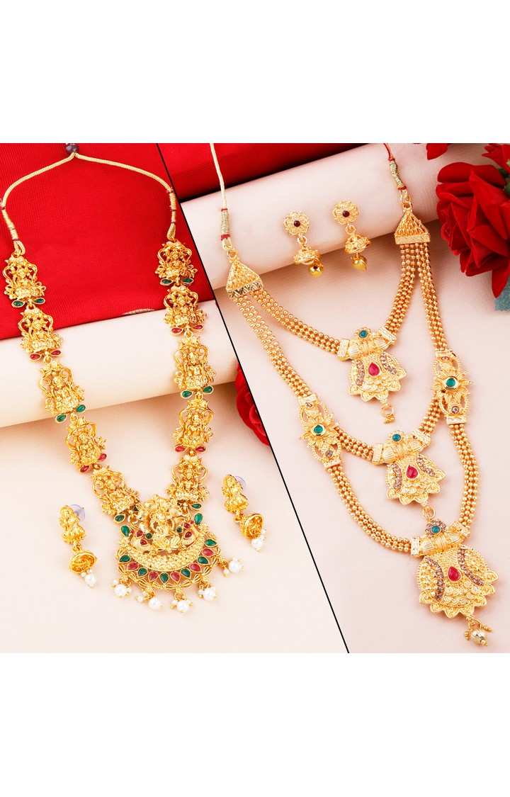Paola Gold Plated Traditional Designer Long Jewellery Set For Women