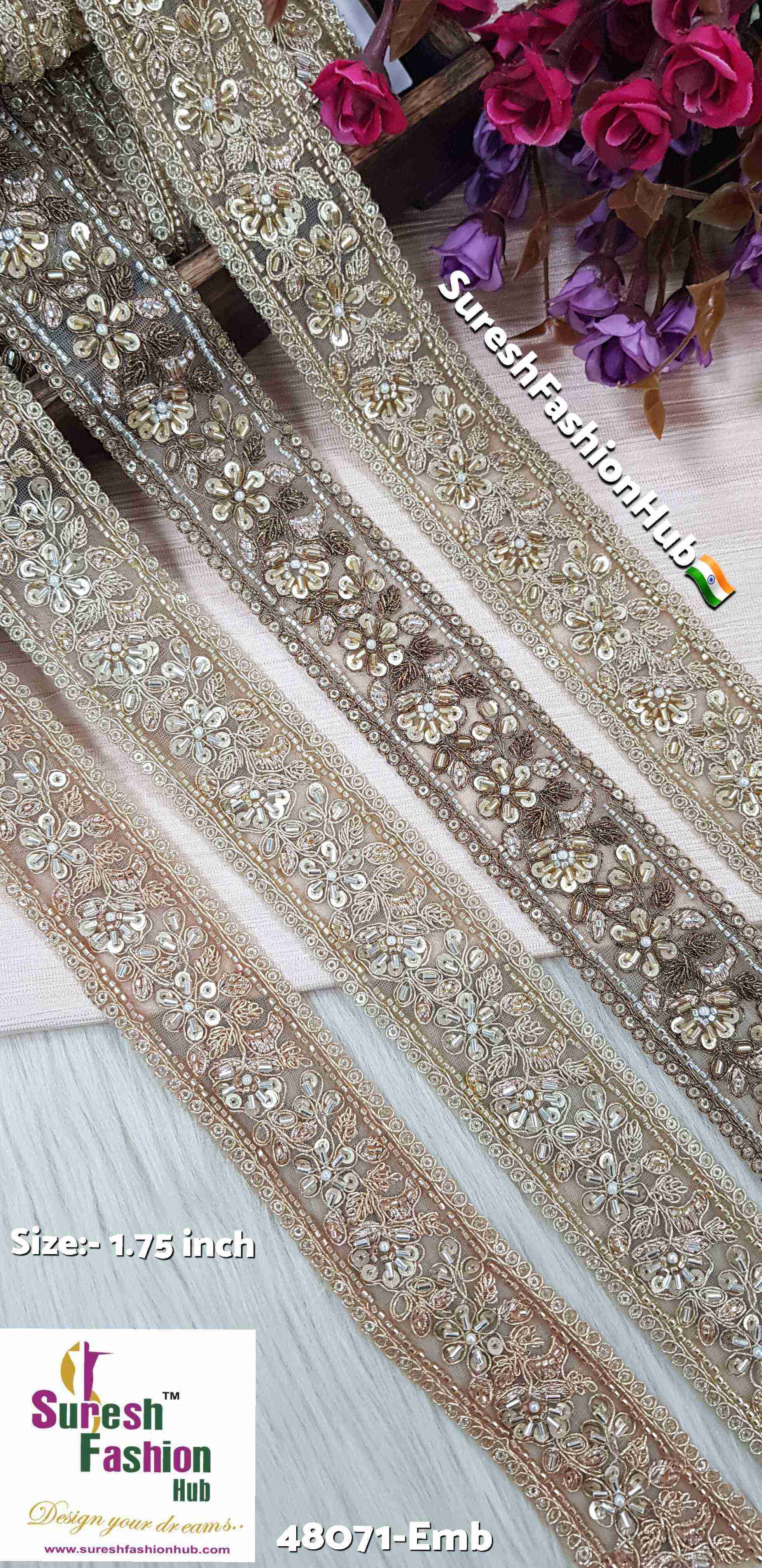 Rose Gold Zari Dori Embroidery Border Lace