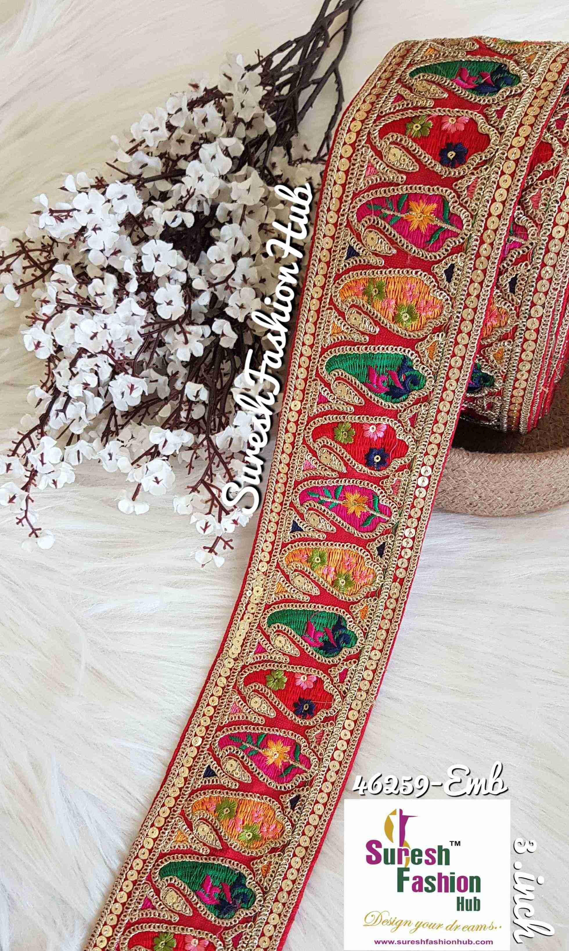 Sabyasachi Inspired Red Base Designer Trim