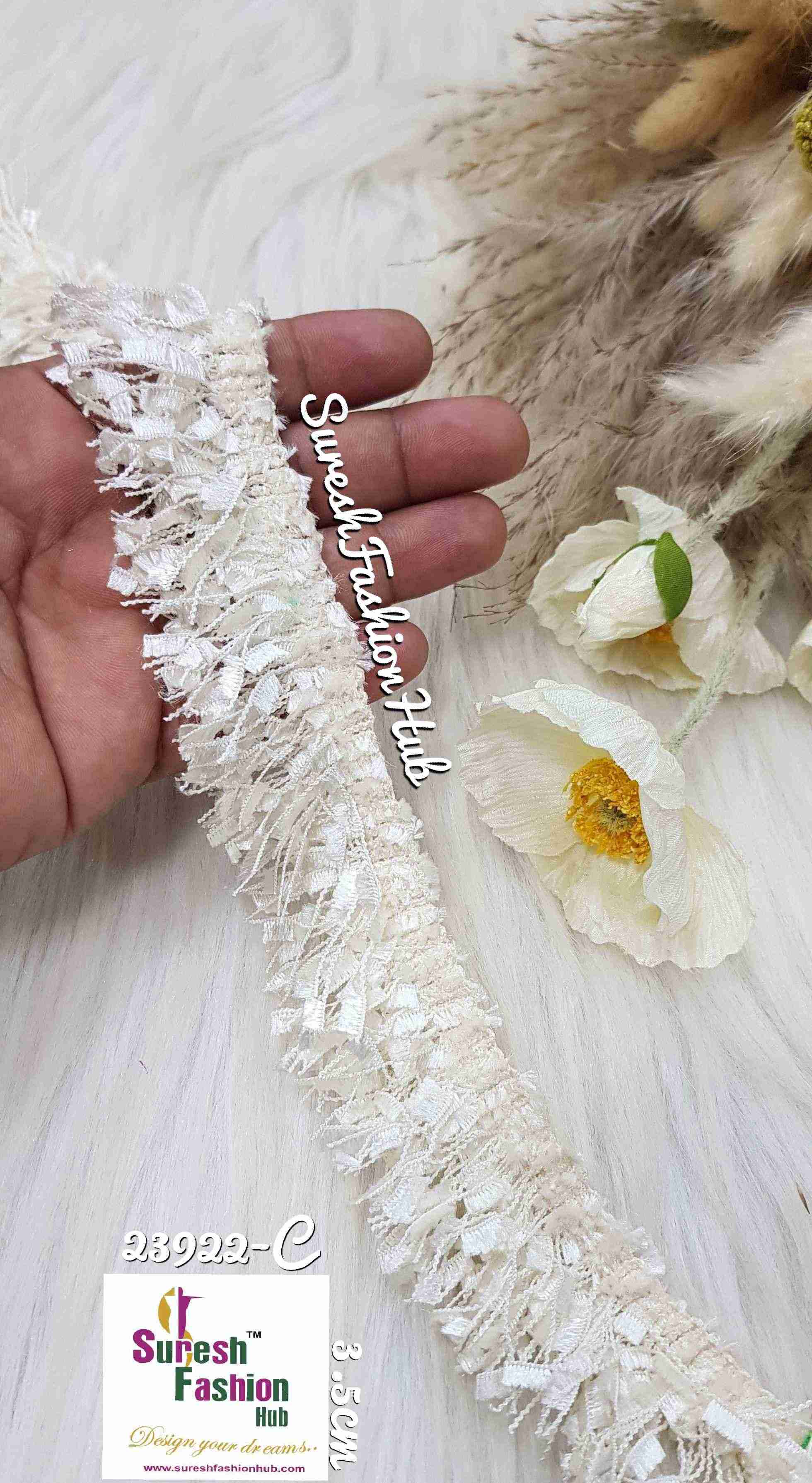 Furry Fringes Off White Trim