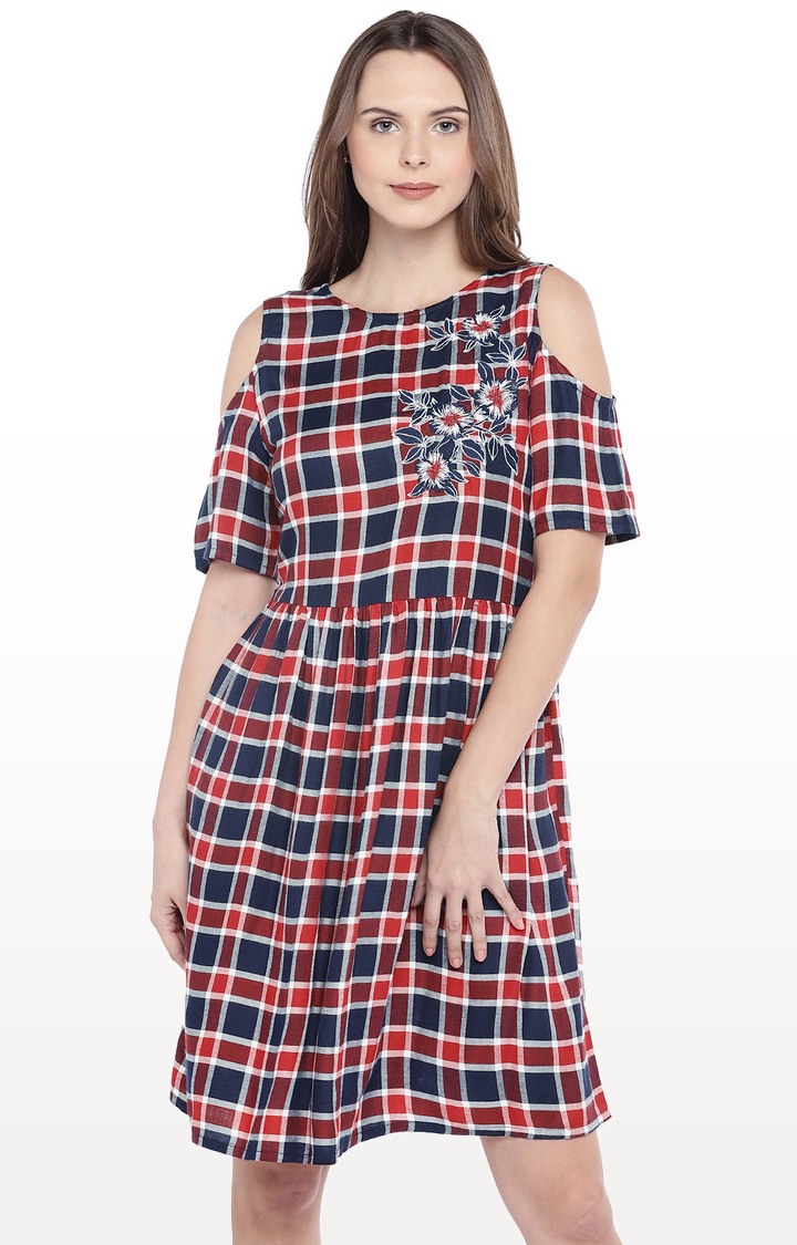 Blue Checked Shift Dress