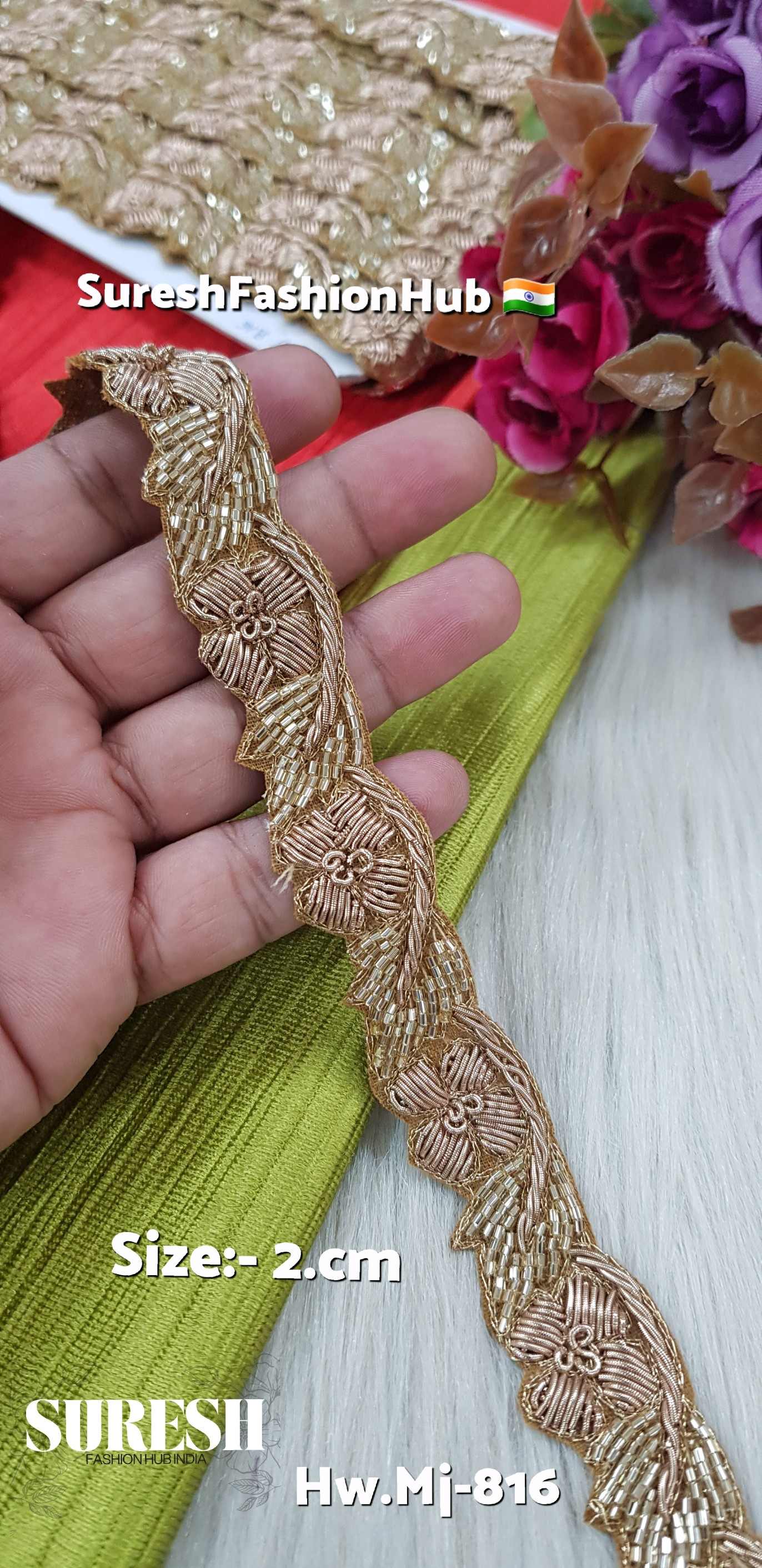Zardorsi Matt Cutwork Handmade Lace - Mj-816 (Gold) | Suresh Fashion ...