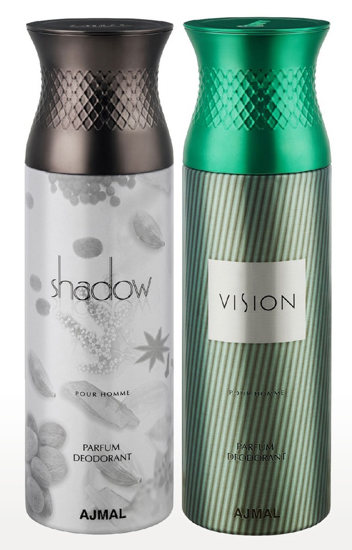 Ajmal Shadow Homme & Vision Deodorant Spray Gift For Men (200 ml, Pack ...