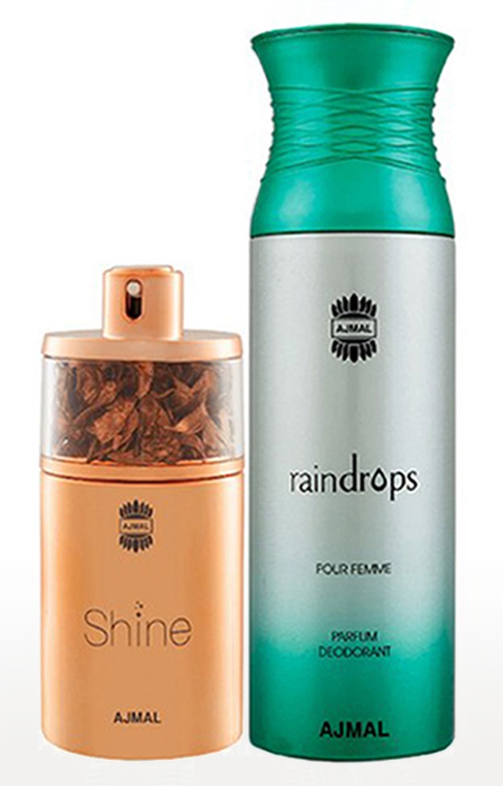 Ajmal Shine EDP Perfume 75ml for Women and Raindrops Femme Deodorant ...