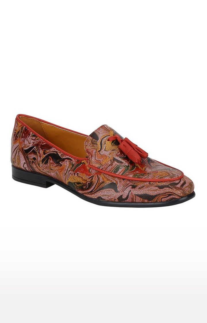 Del Mondo Genuine Leather Brick Red Colour Flower Print Tazzle Slipon ...