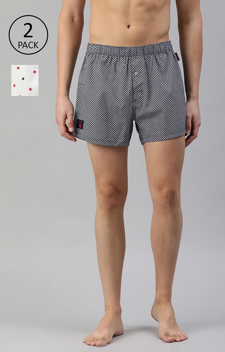 Men Multi-Coloured Boxers (Pack of 2)