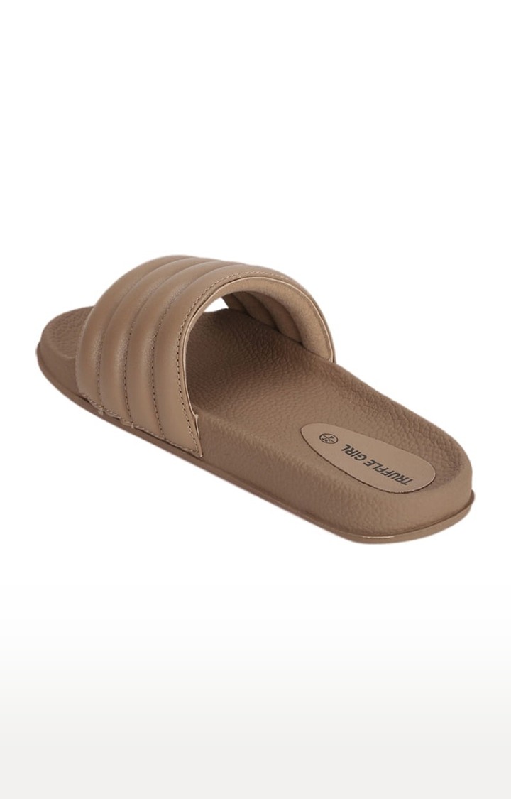 Women's Brown PU Solid Slip On Flip Flops