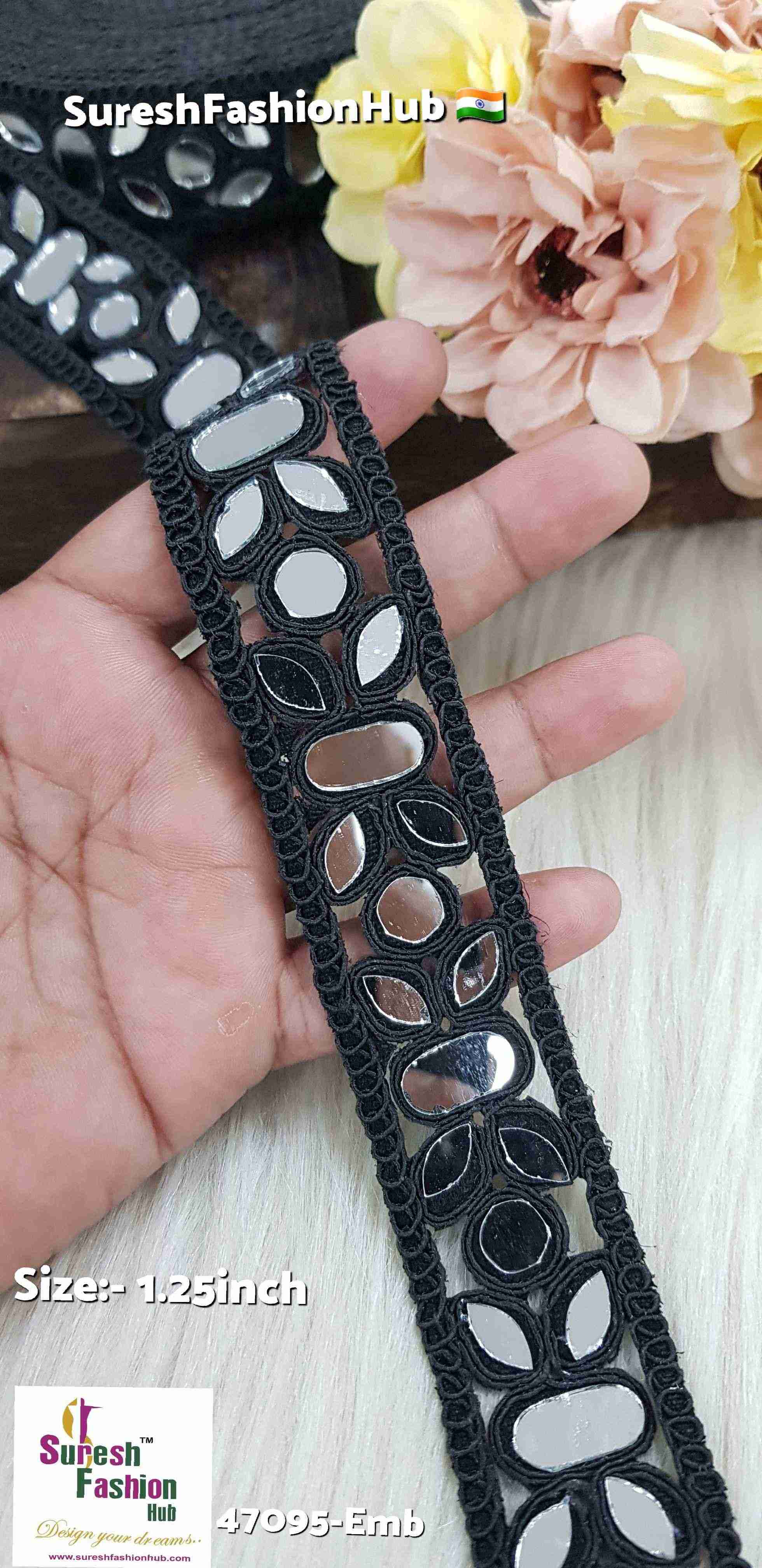 Black Midnight Mirror Cutwork Lace - Designer Laces | Suresh Fashion ...