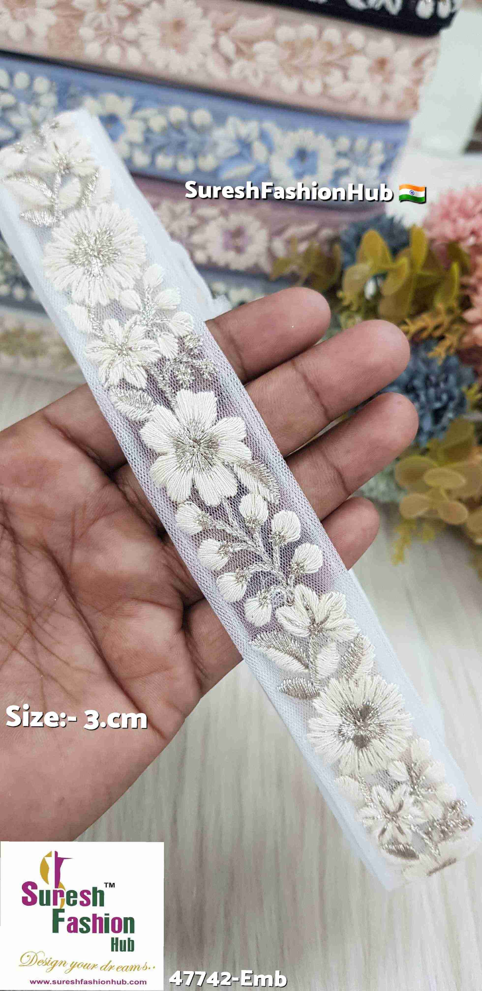 Water White Floral Embroidery Lace