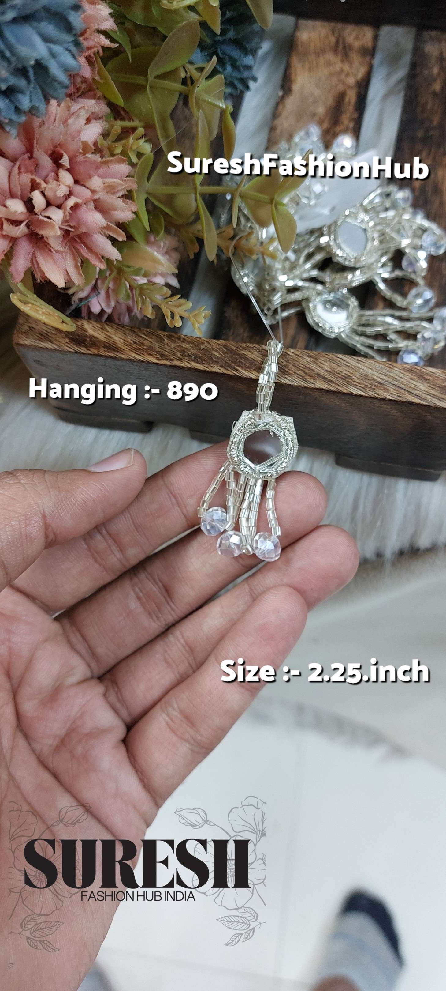 Water Silver Spark Mirror Tassel – H-890