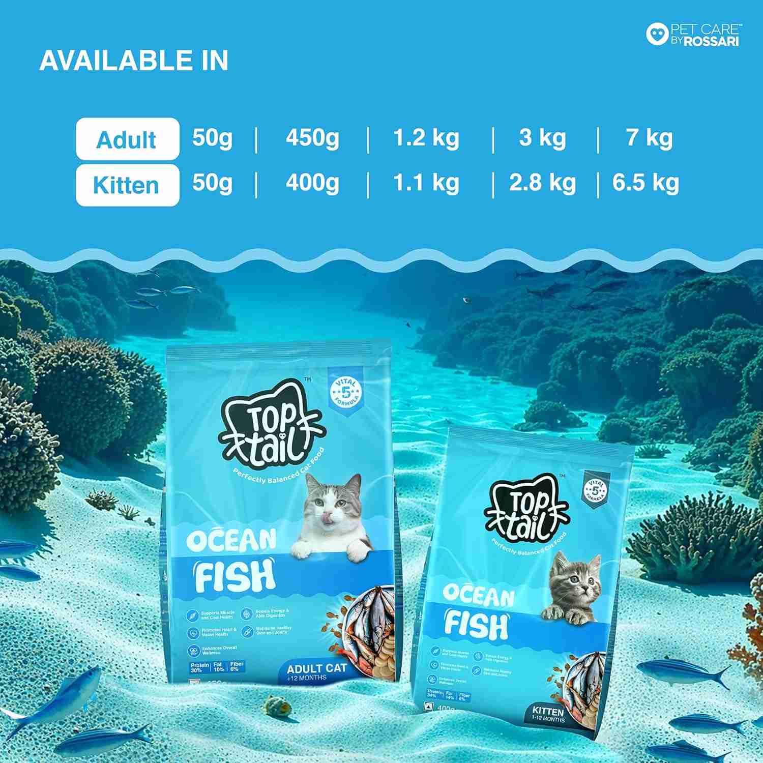 Top tail Ocean Fish Dry Food for Adult Cat