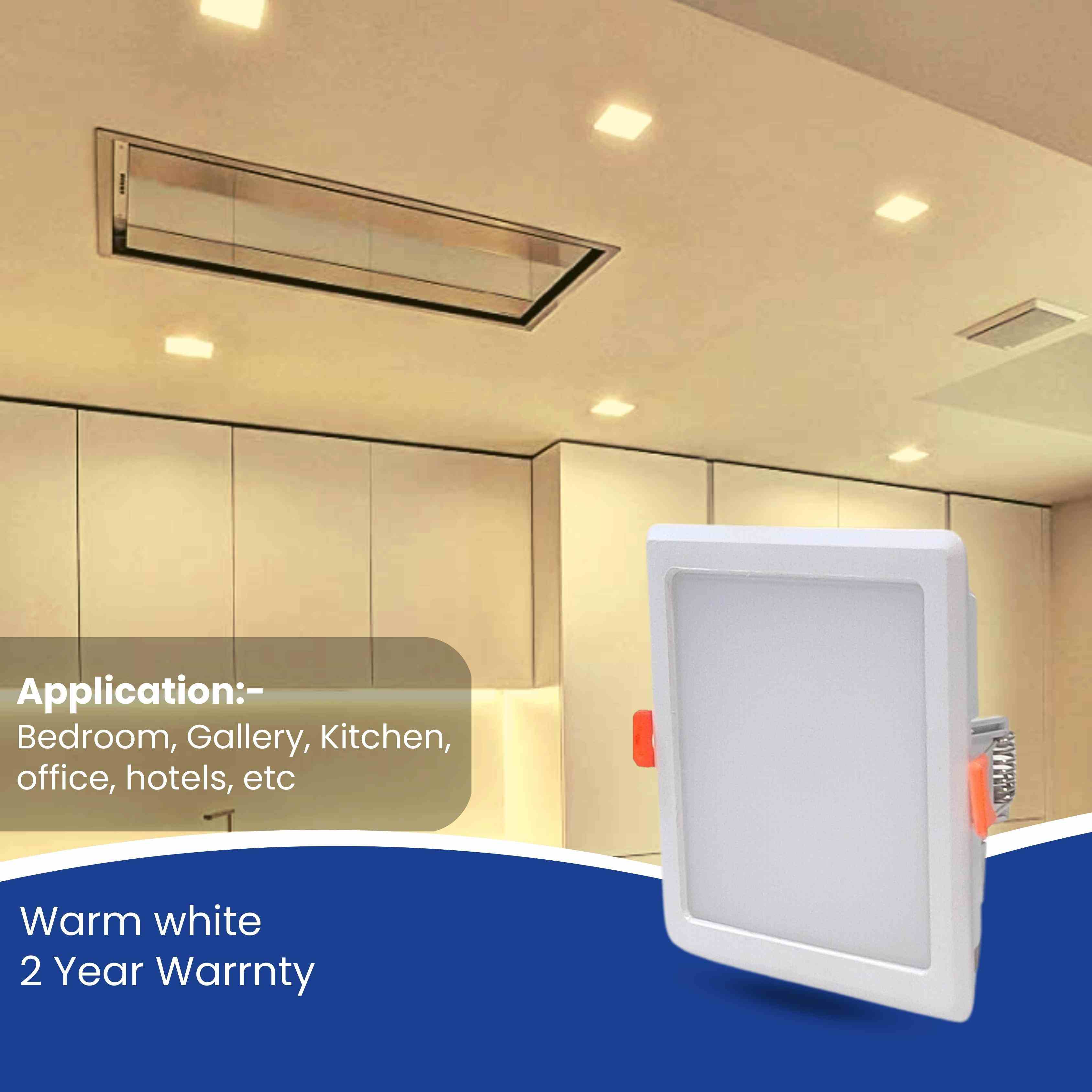 8 Watt Square Led PC Conceal Light for POP/ Recessed Lighting(Pack of-4, Colour- Warm White)