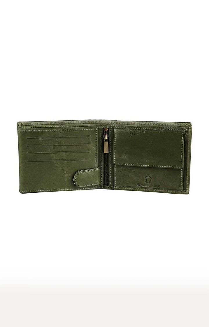 WildHorn RFID Protected High Quality Genuine Leather Green Wallet for Men