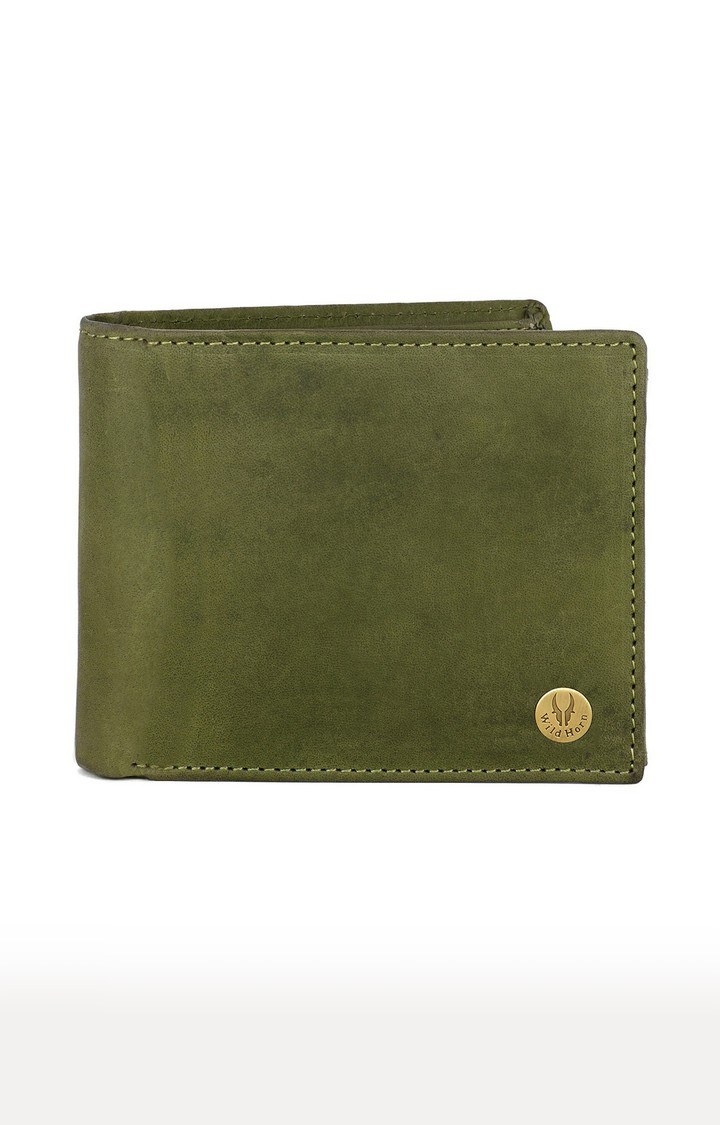 WildHorn RFID Protected Genuine High Quality Leather Green Wallet for Men