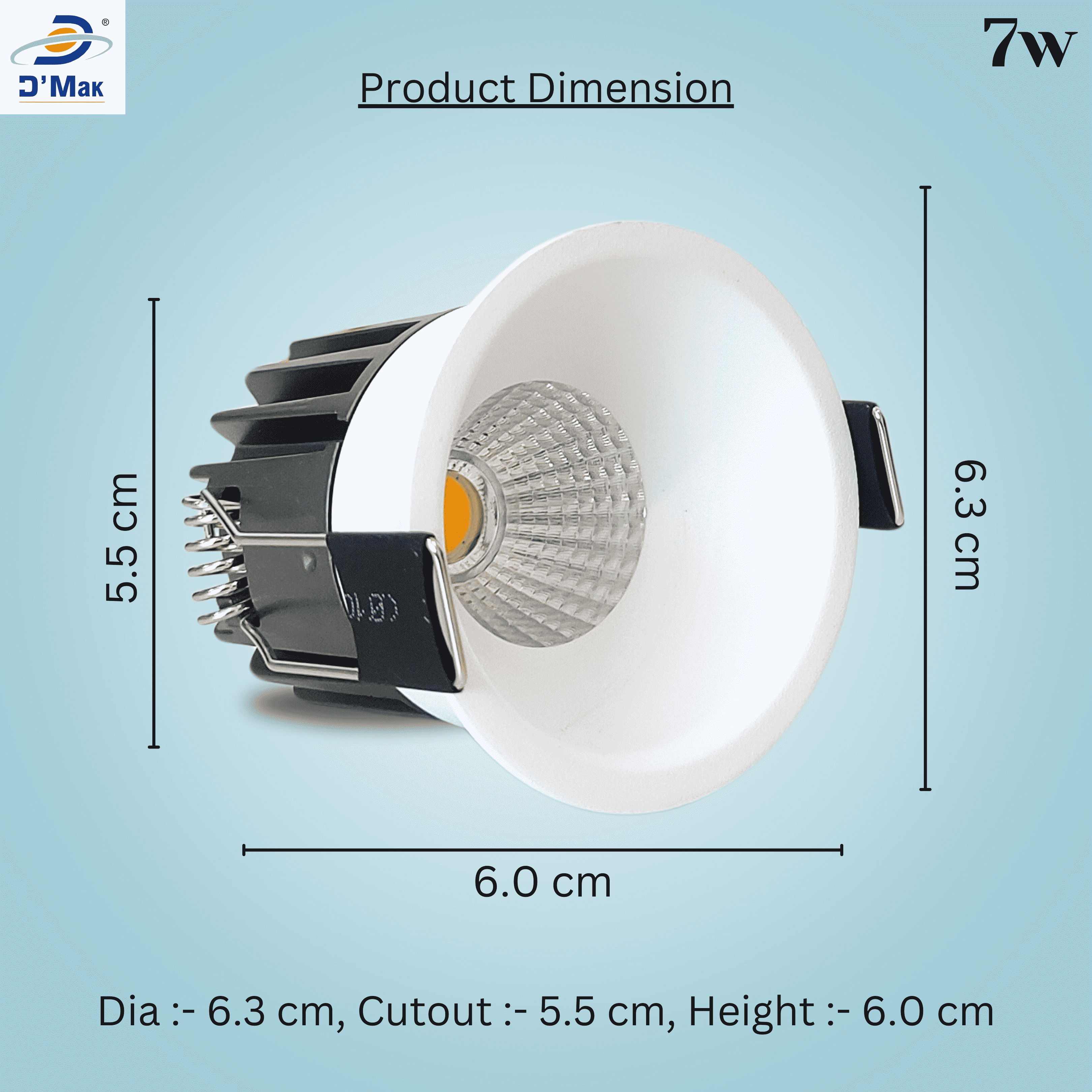 7 Watt Round LED Deep COB Light for POP/ Recessed Lighting(Pack of - 1 ...